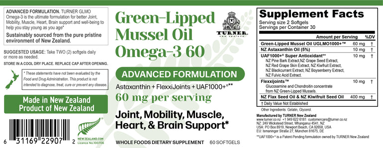 Green-Lipped Mussel Oil 60 – TURNER New Zealand